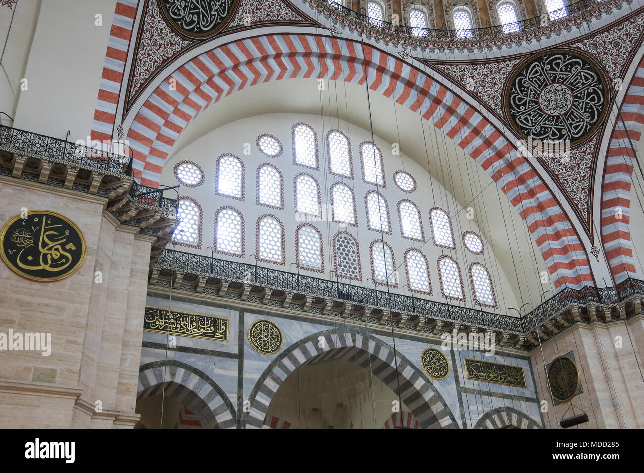 An interior view of Suleymaniye Mosque (Suleymaniye Camisi), Istanbul ...