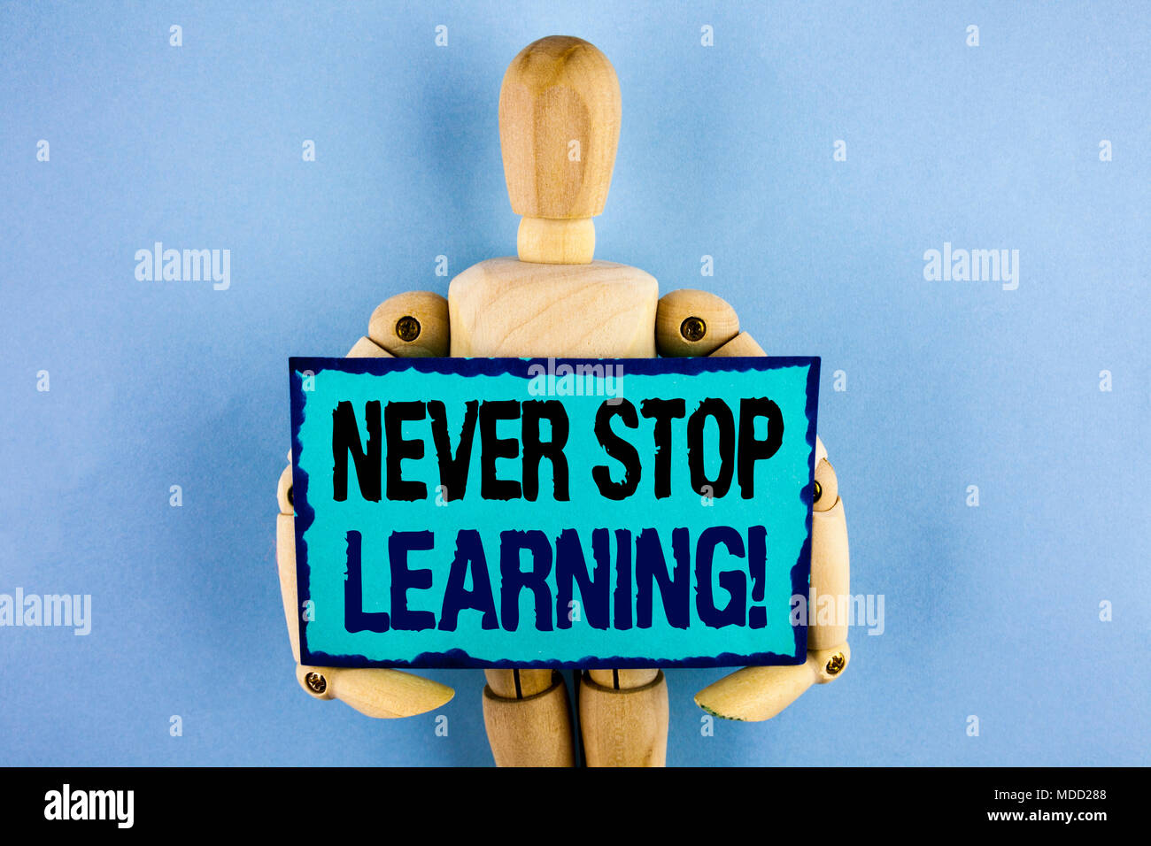 Text sign showing Never Stop Learning Motivational Call. Conceptual photo Keep educating ...