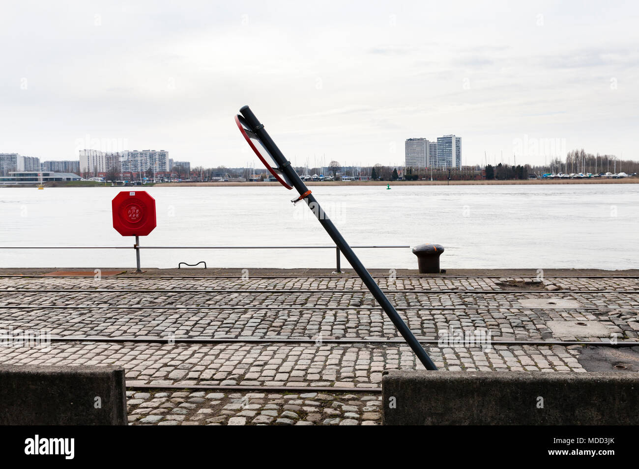 On the banks of the river Scheldt (De Schelde) in Antwerp, Belgium ...