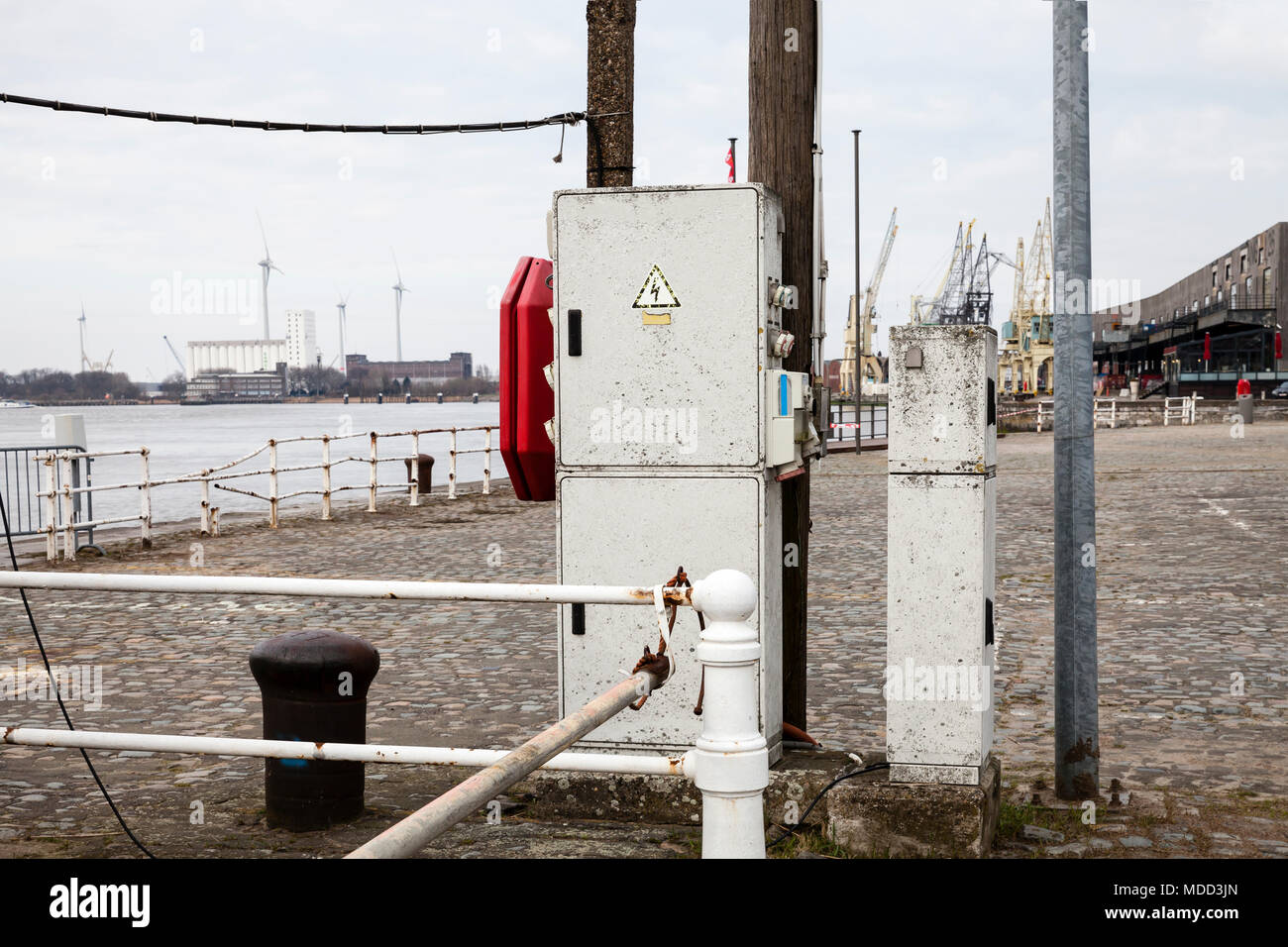 On the banks of the river Scheldt (De Schelde) in Antwerp, Belgium ...