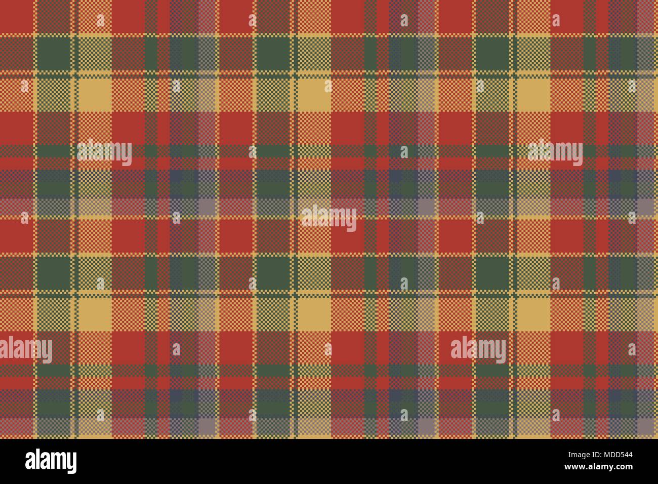 Red green check plaid texture textile seamless pattern. Vector ...