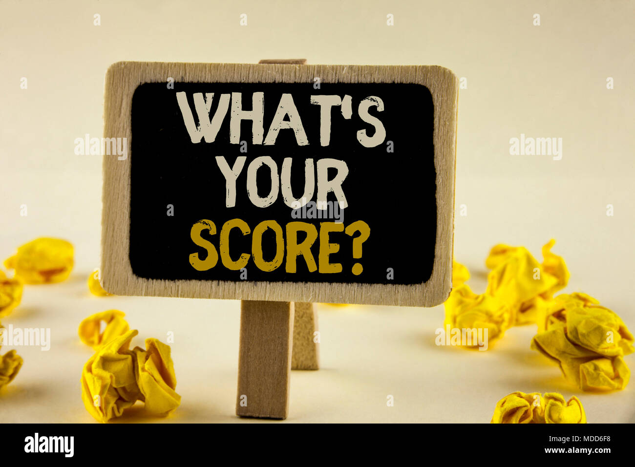 Handwriting text What Is Your Score Question. Concept meaning Tell ...