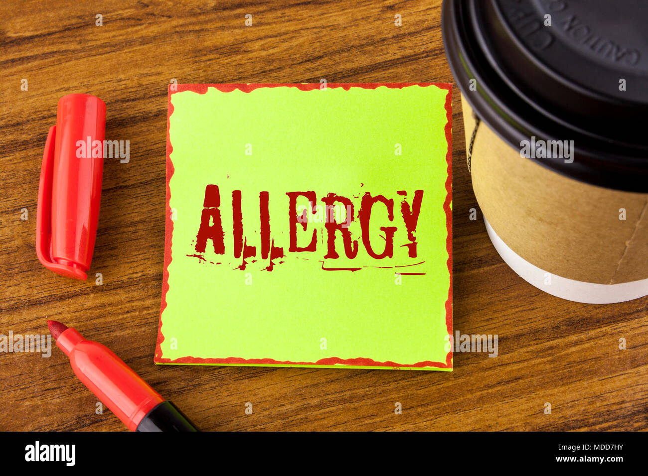 Writing note showing Allergy. Business photo showcasing damages in ...