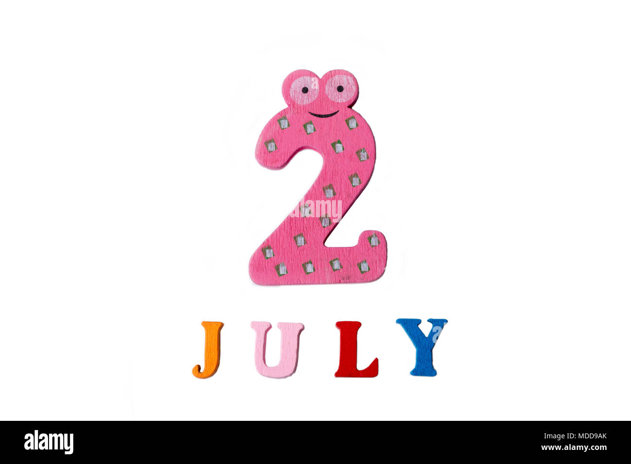 July 2. The picture July 2, on a white background. Summer day. Blank ...