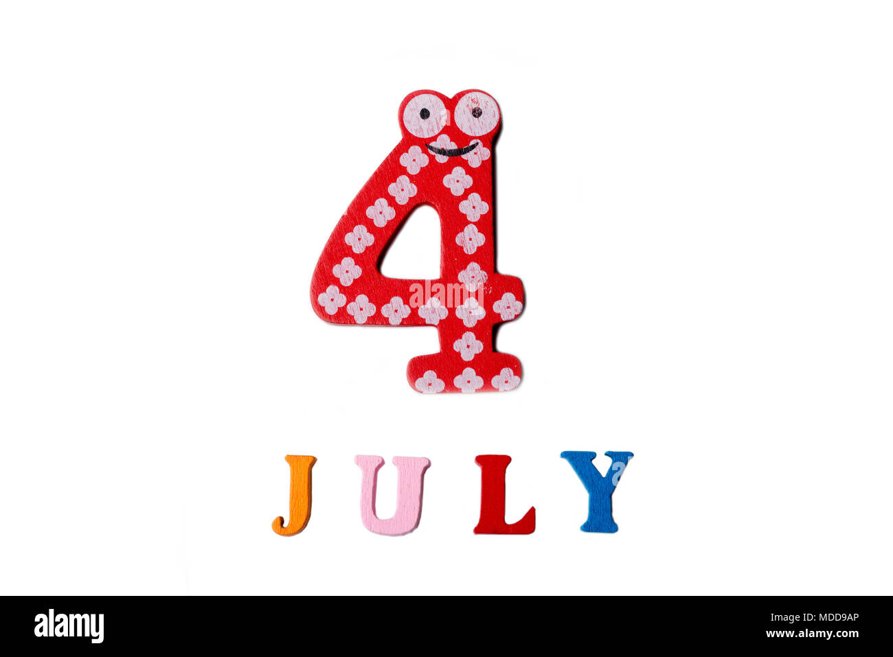 The 4th of July. Image of July 4 on white background. Summer day. Blank ...
