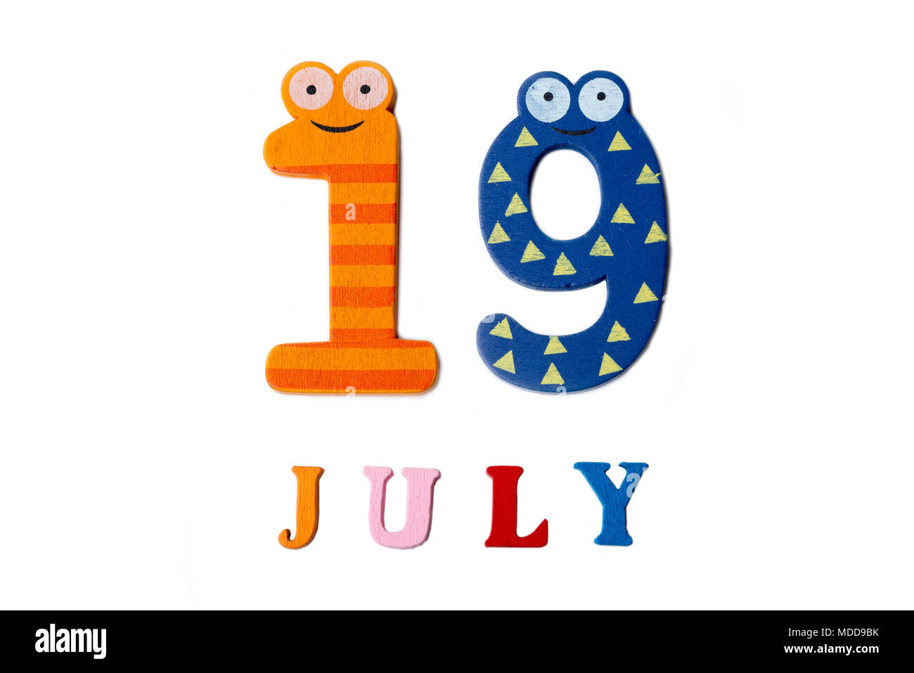July 19. Image of July 19 on white background. Summer day Stock Photo ...