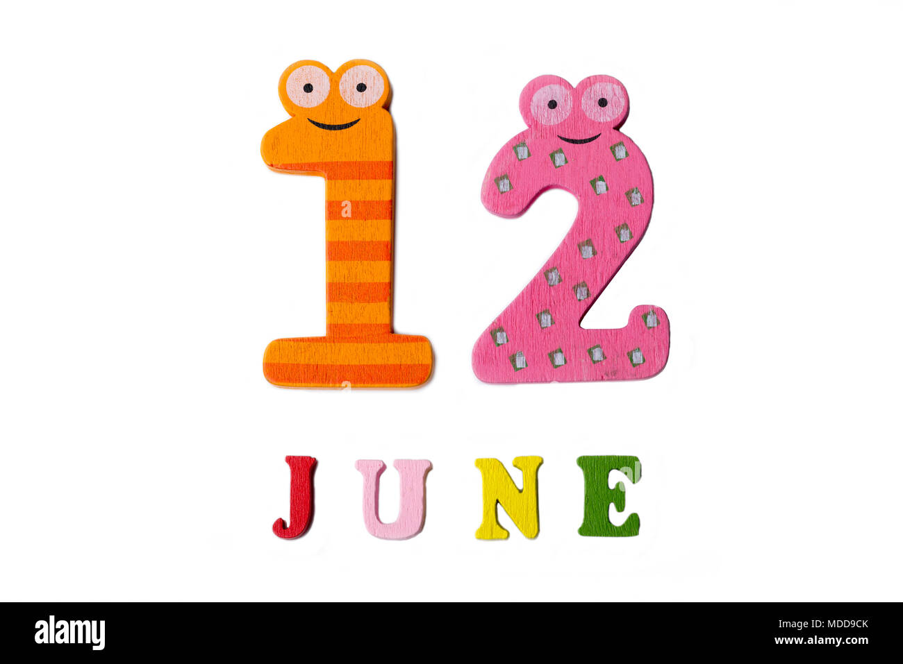 June 12. Image June 12, on a white background. Summer day Stock Photo ...