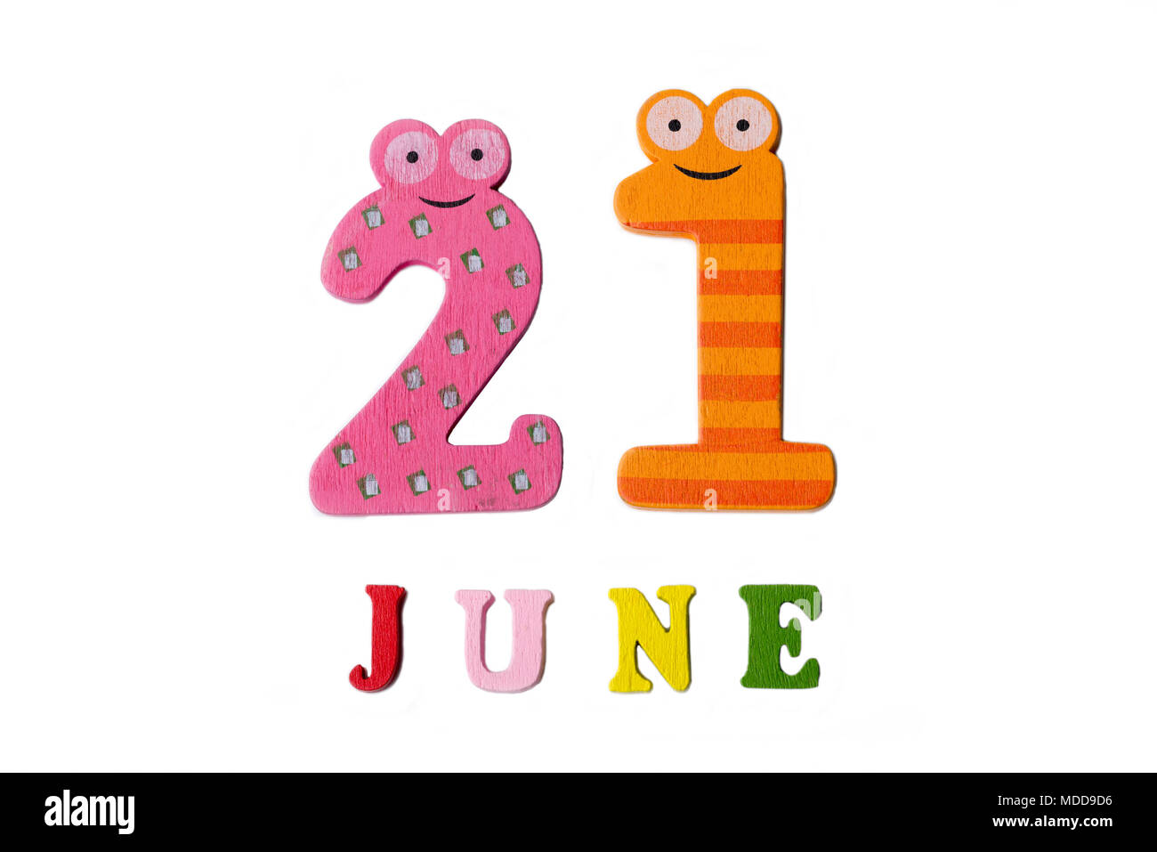 June 21. The picture June 21, on a white background. Summer day Stock ...