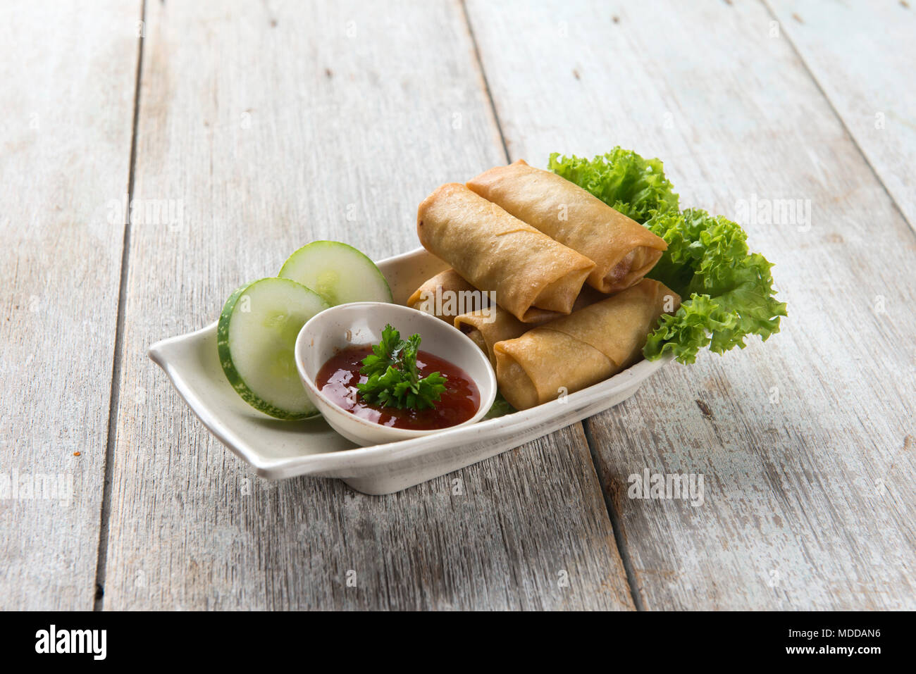 deep fried spring rolls , popia Stock Photo - Alamy