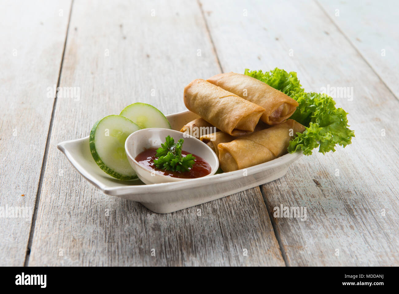 deep fried spring rolls , popia Stock Photo - Alamy