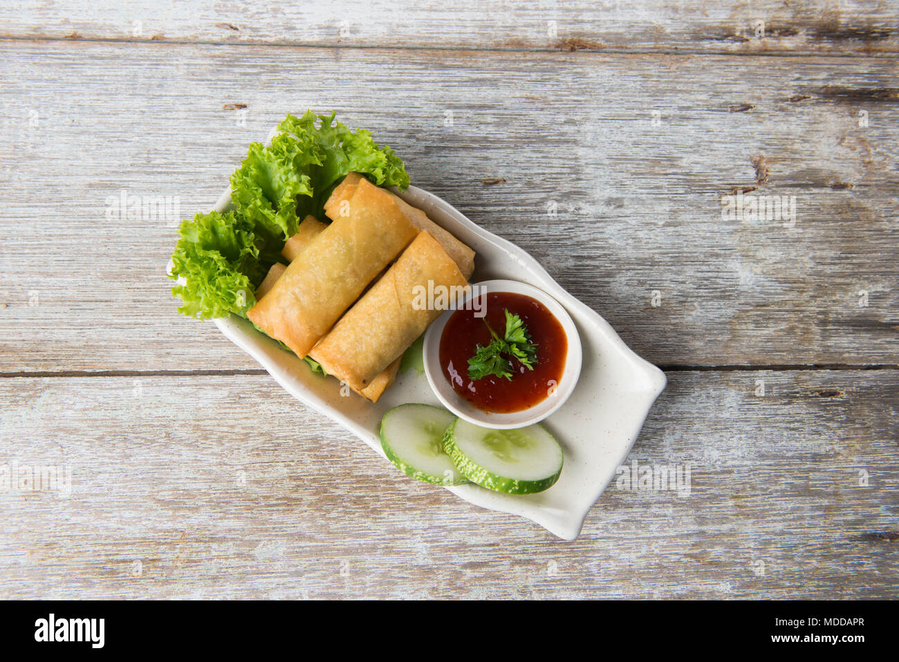 deep fried spring rolls , popia Stock Photo - Alamy