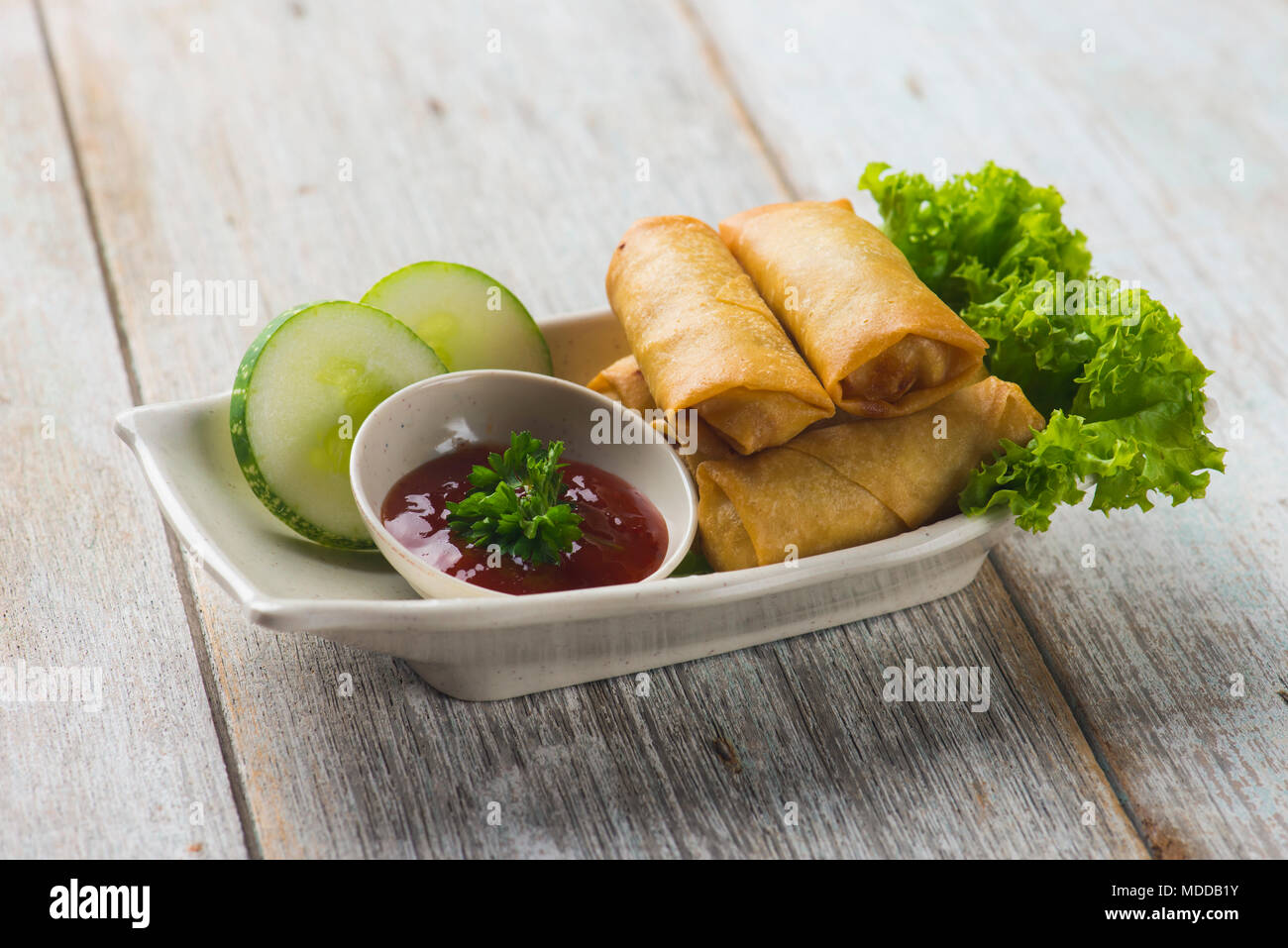 deep fried spring rolls , popia Stock Photo - Alamy