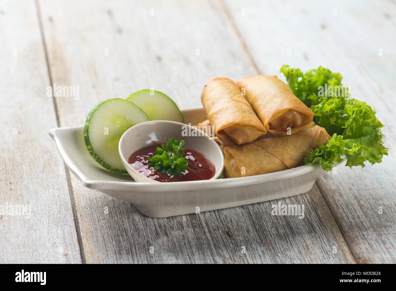 deep fried spring rolls , popia Stock Photo - Alamy