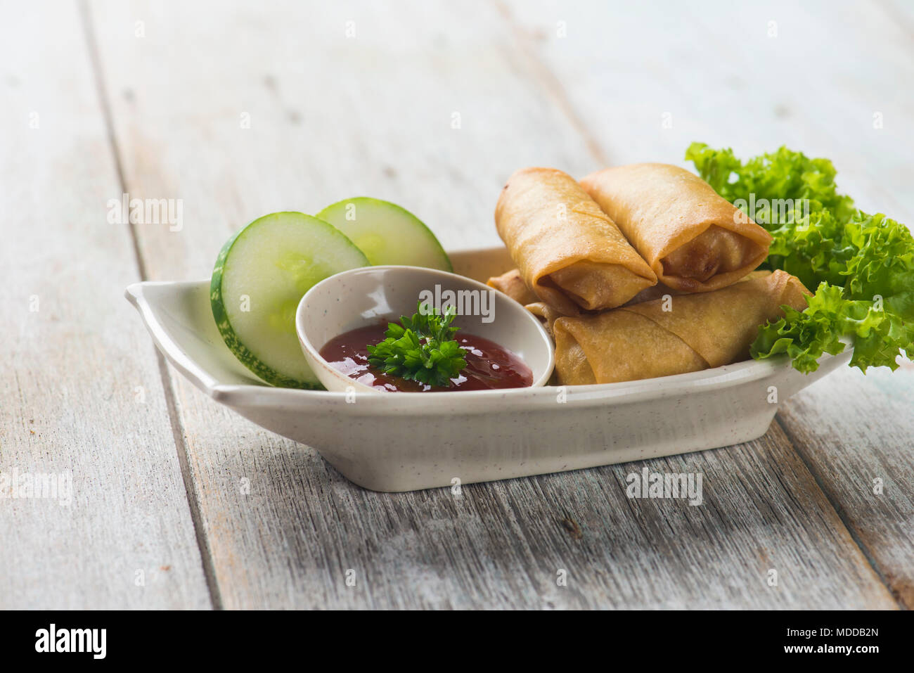 deep fried spring rolls , popia Stock Photo - Alamy
