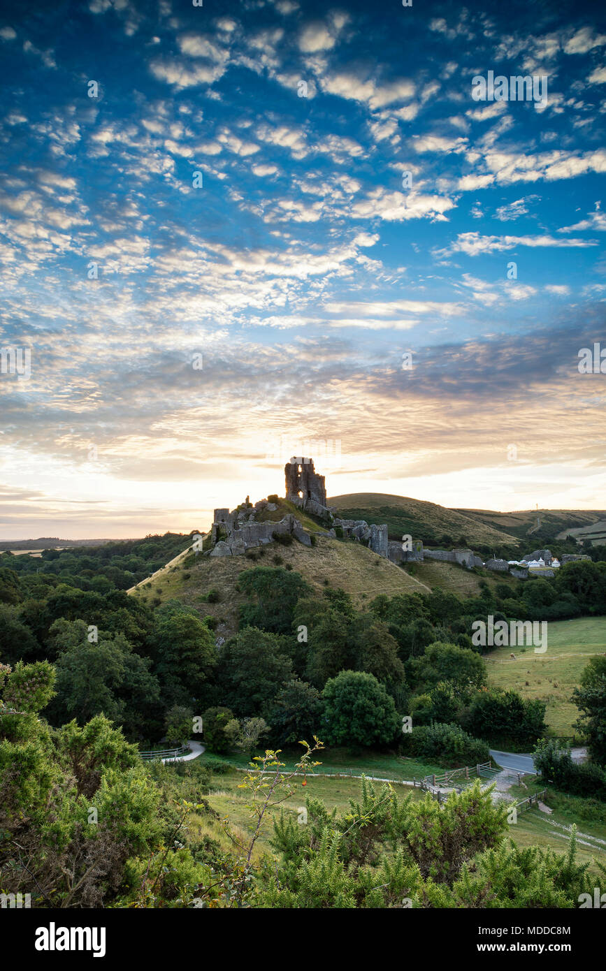 Old medieval castle ruins in Summer sunrise landscape image Stock Photo ...