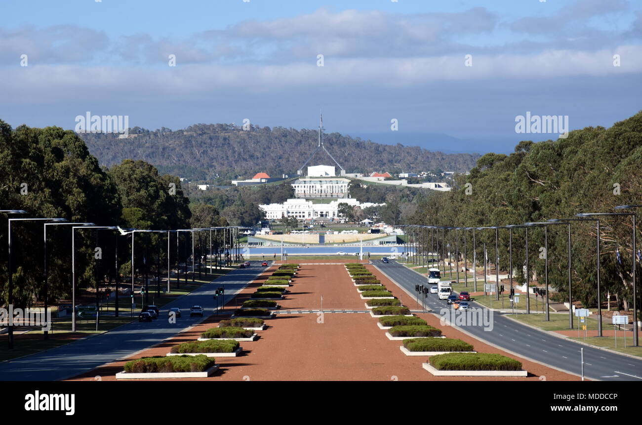 Canberra, Australia - March 10, 2018. Anzac Parade running from The ...