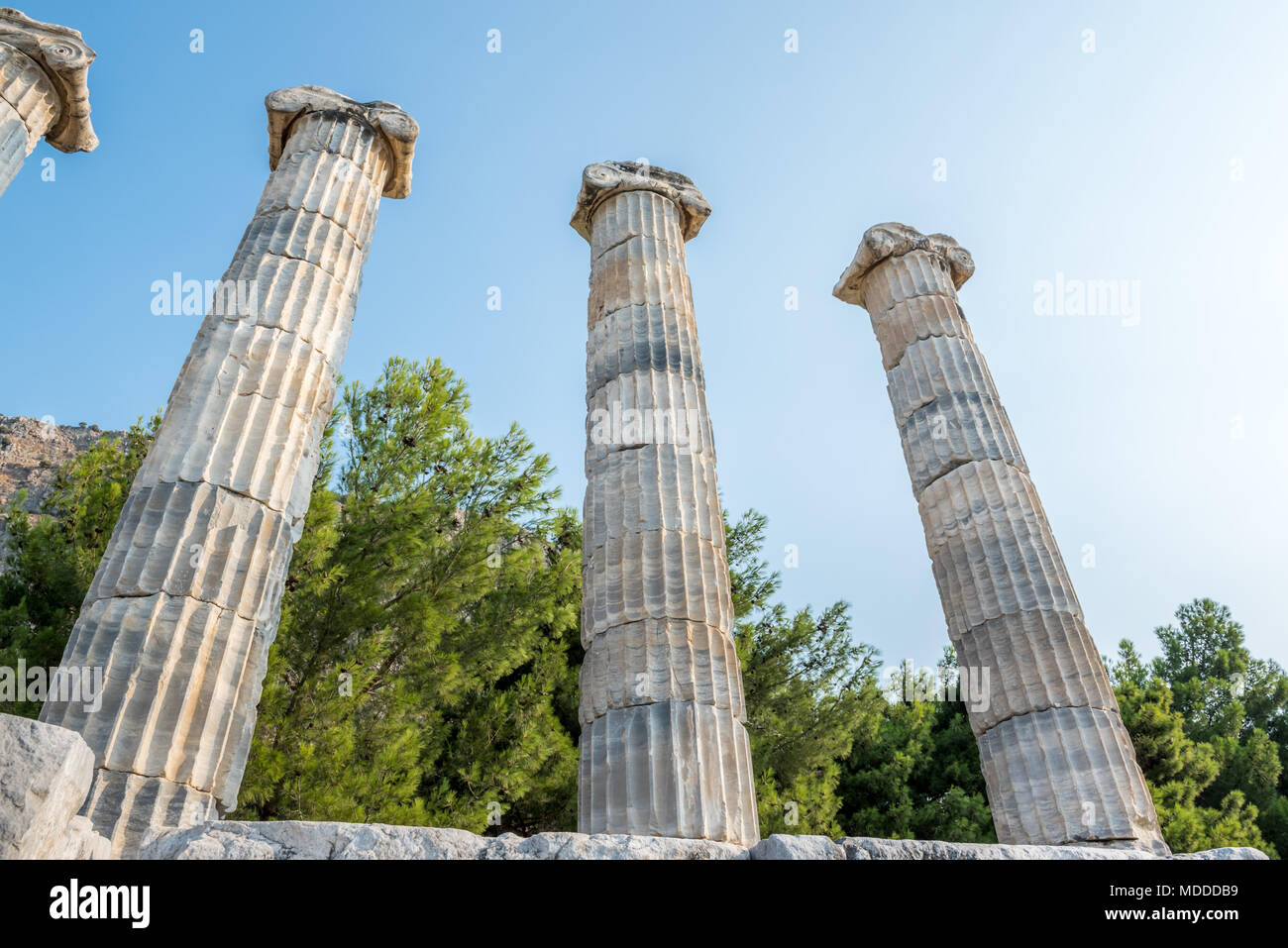 Marble columns at temple of Athena of Ancient Greek City in Priene,Soke ...