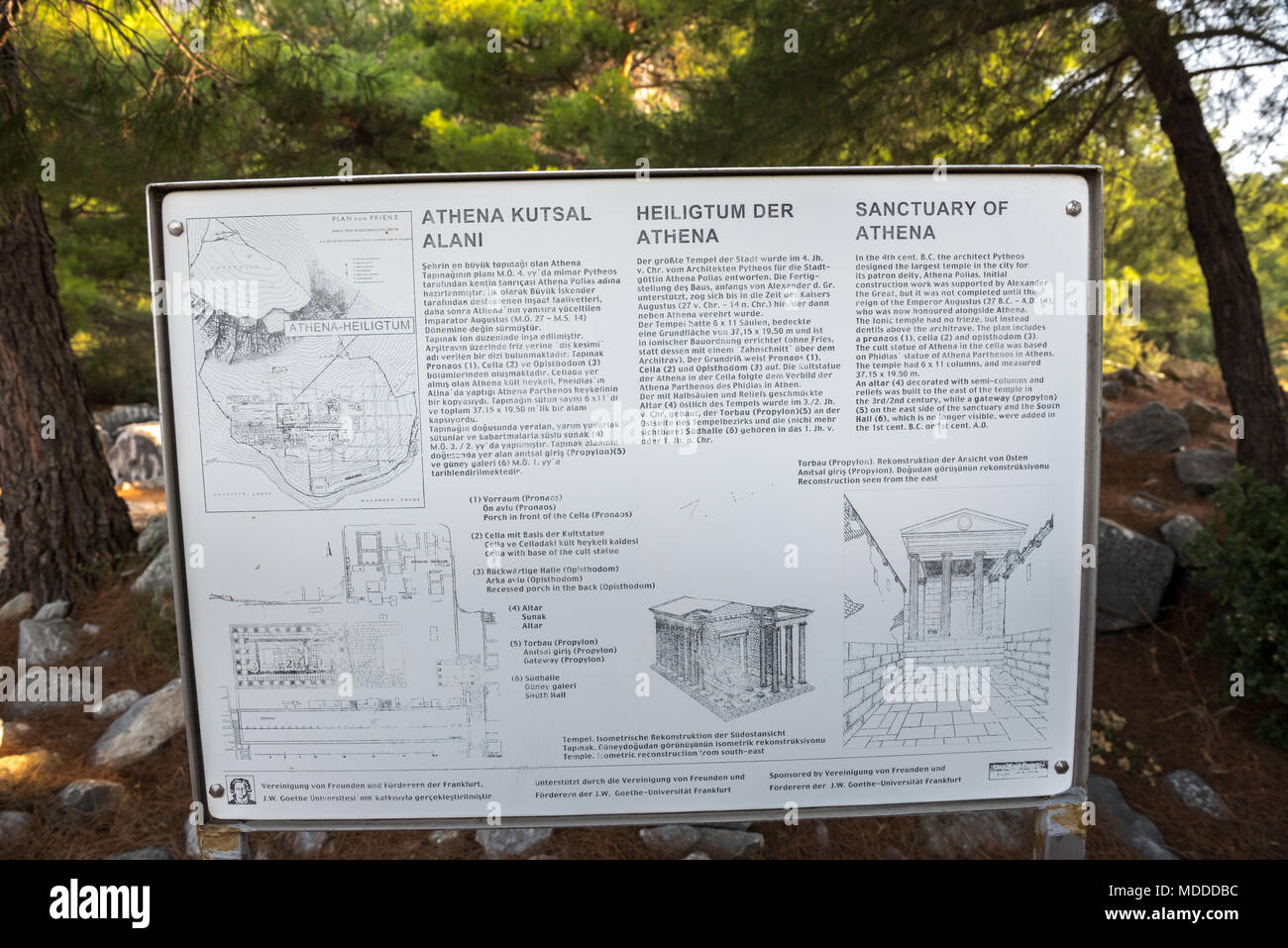 Signboard shows map of Ancient Greek City in Priene,Soke,Aydin,Turkey ...