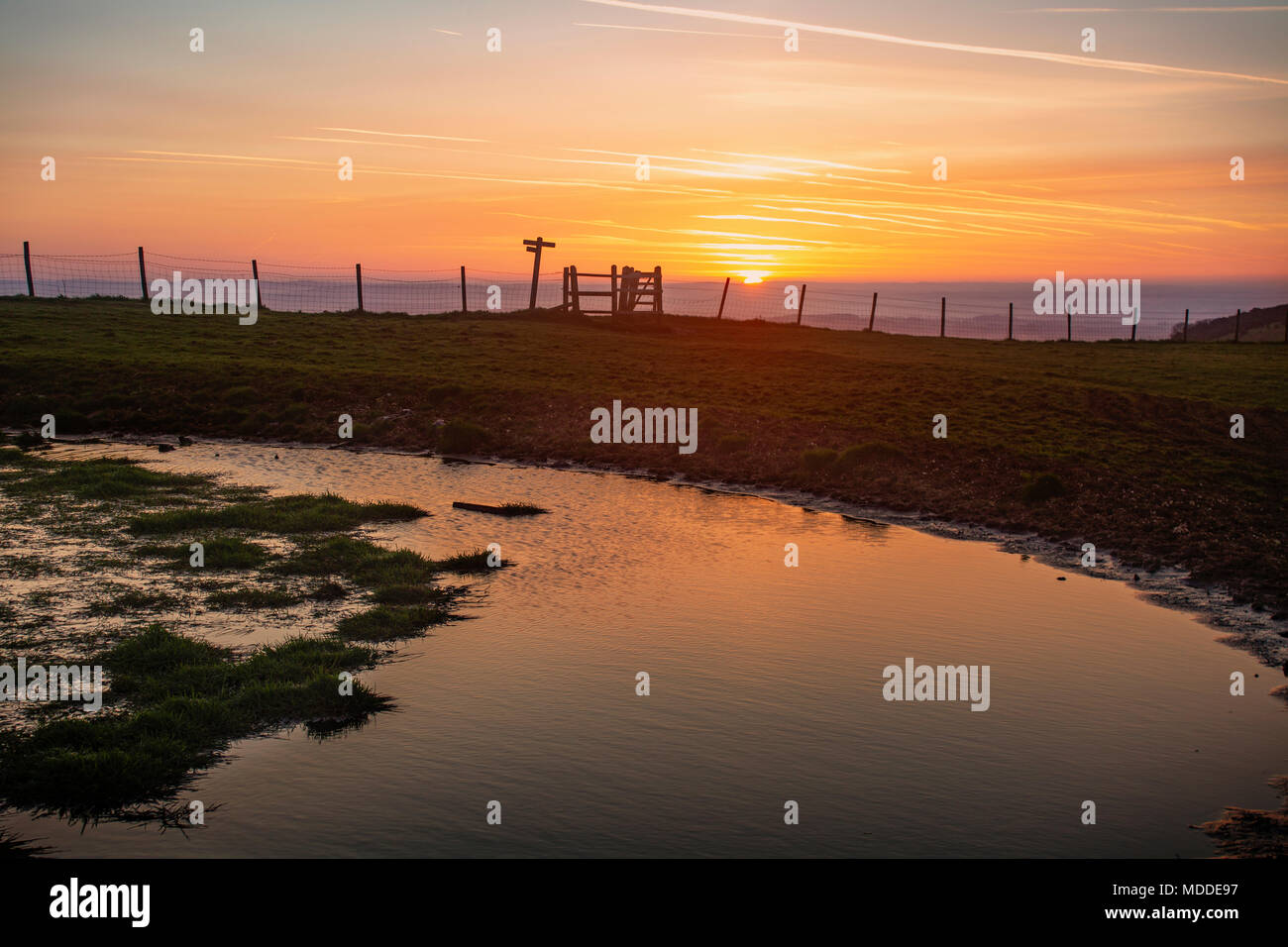 Ditchling beacon dew pond hi-res stock photography and images - Alamy