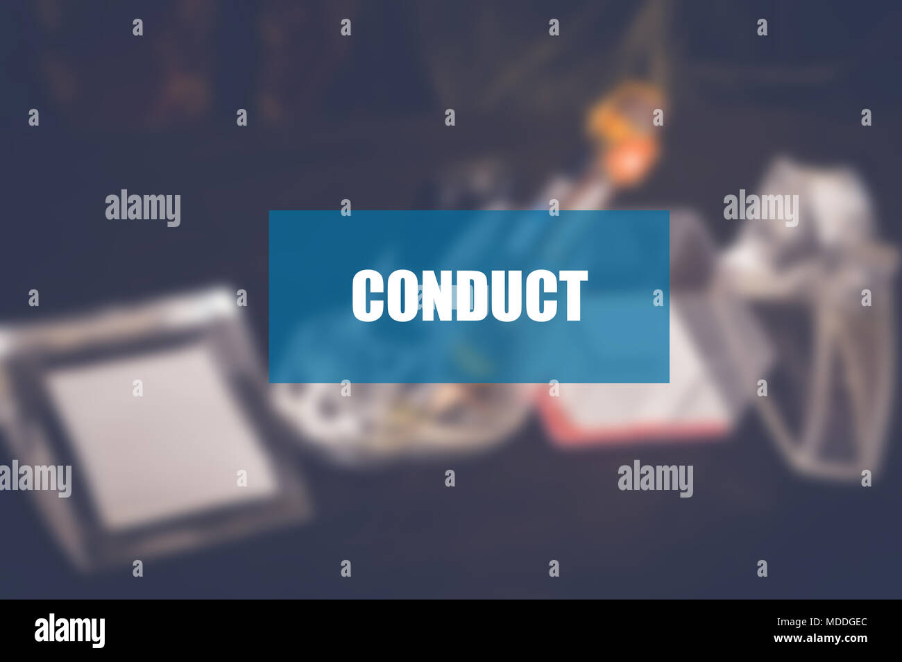 Conduct word with blurring business background Stock Photo - Alamy