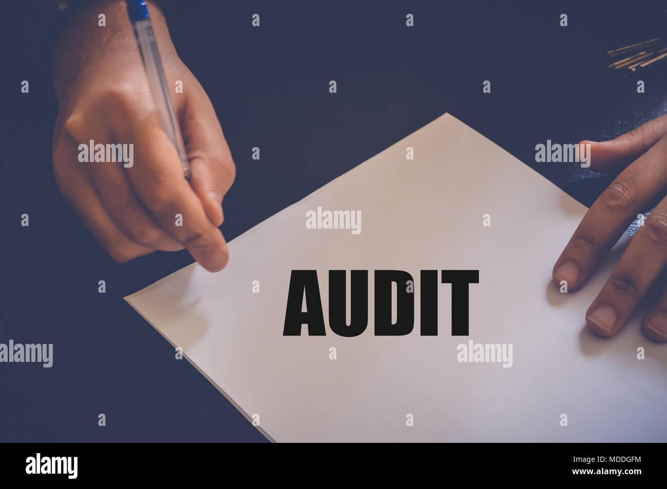 Audit word written on white paper, business concept background Stock ...