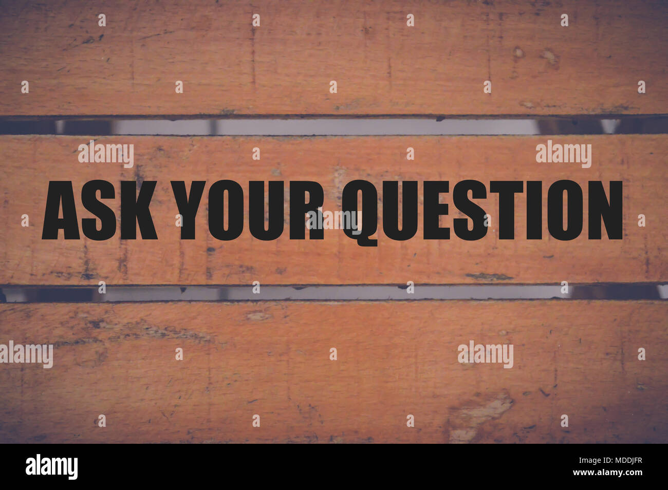ask your question written on wooden background Stock Photo - Alamy