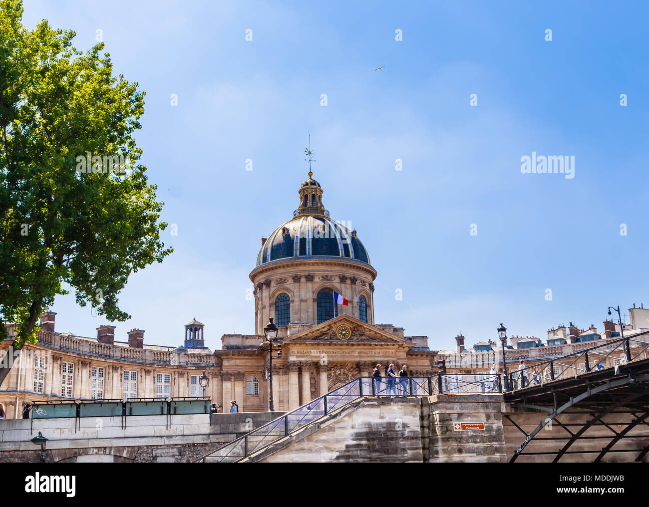 View of the French Institute Academie Francaise and Arts bridge. View ...