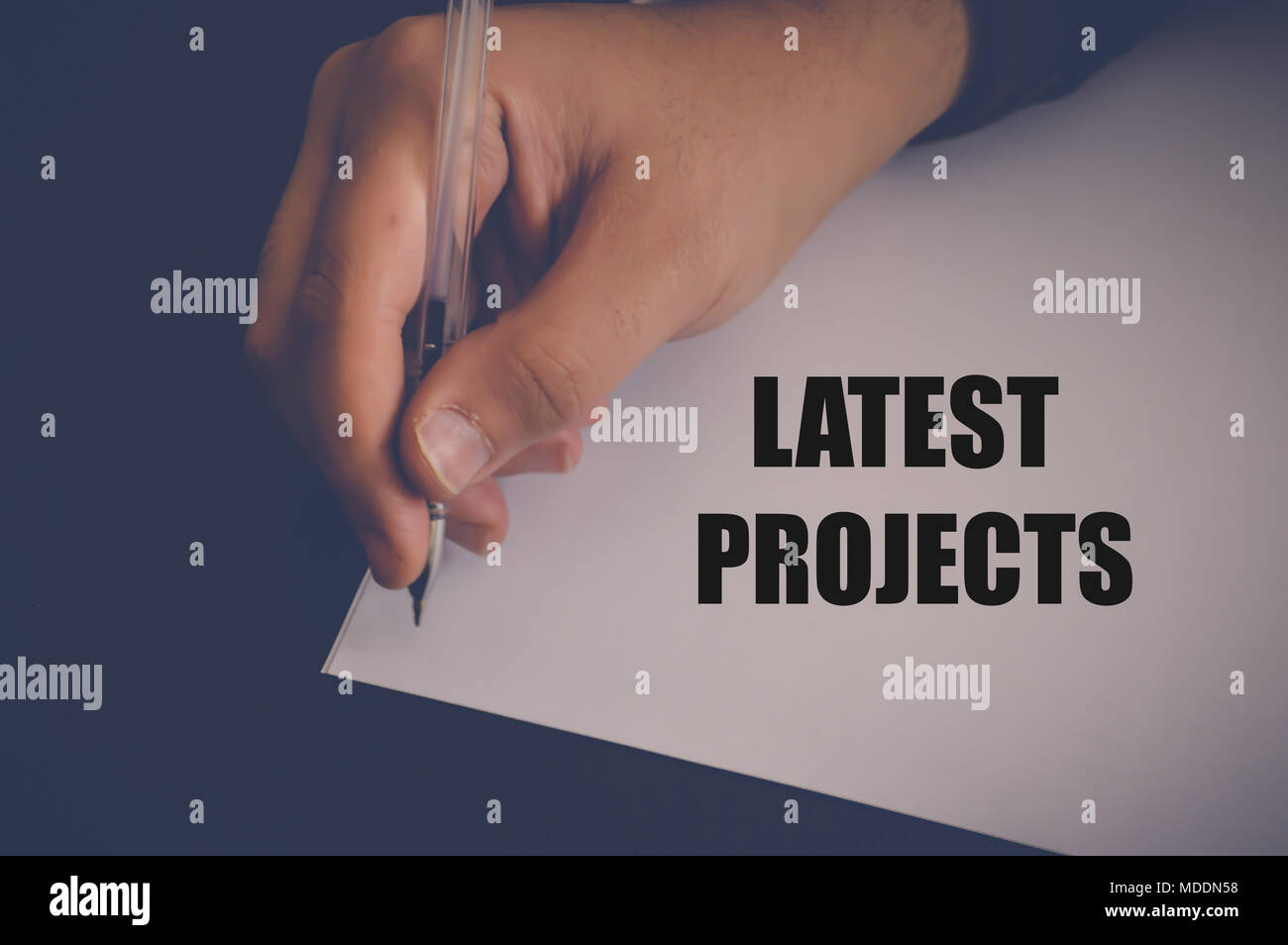 Latest projects word written on white paper, business concept ...