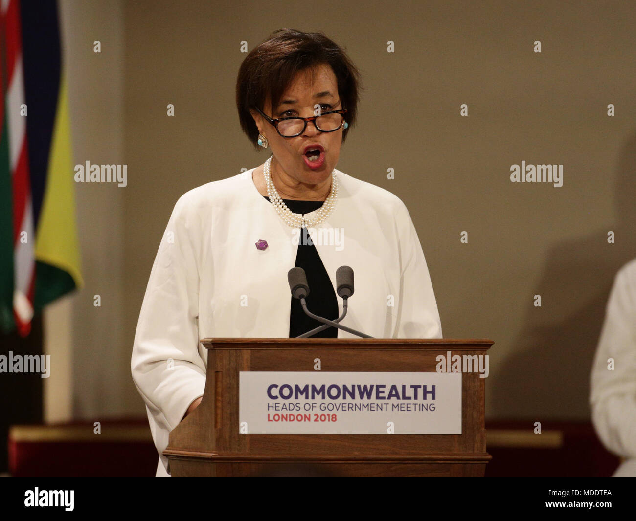 Commonwealth Secretary-General Patricia Scotland speaking during the ...