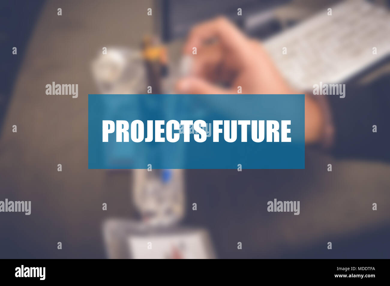 Projects future word with blurring business background Stock Photo - Alamy