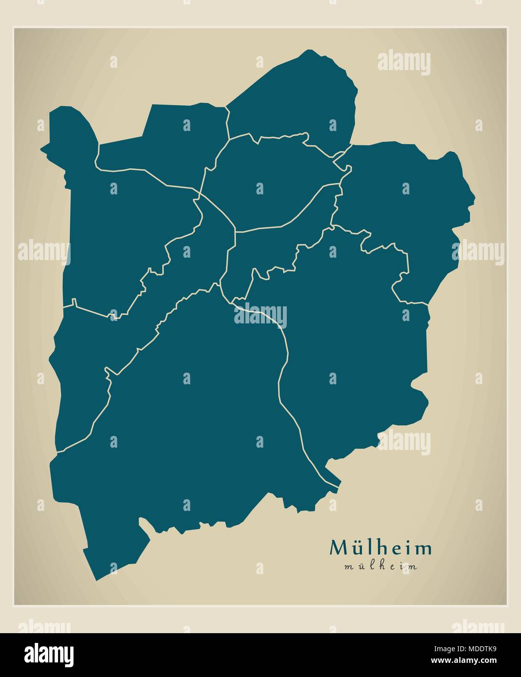 Modern City Map - Mulheim city of Germany with boroughs DE Stock Vector ...