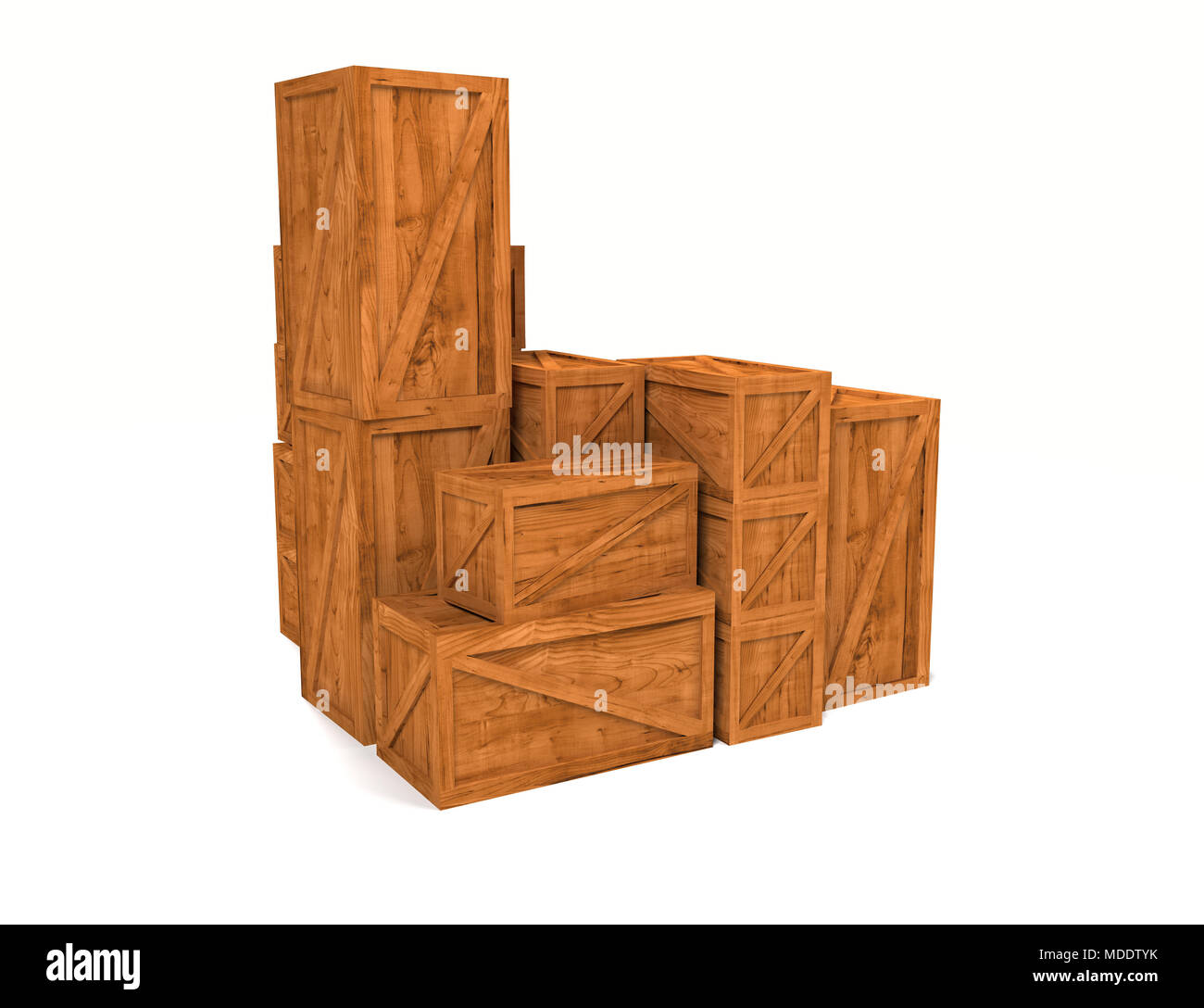 pile of wooden cargo export import boxes Stock Photo - Alamy