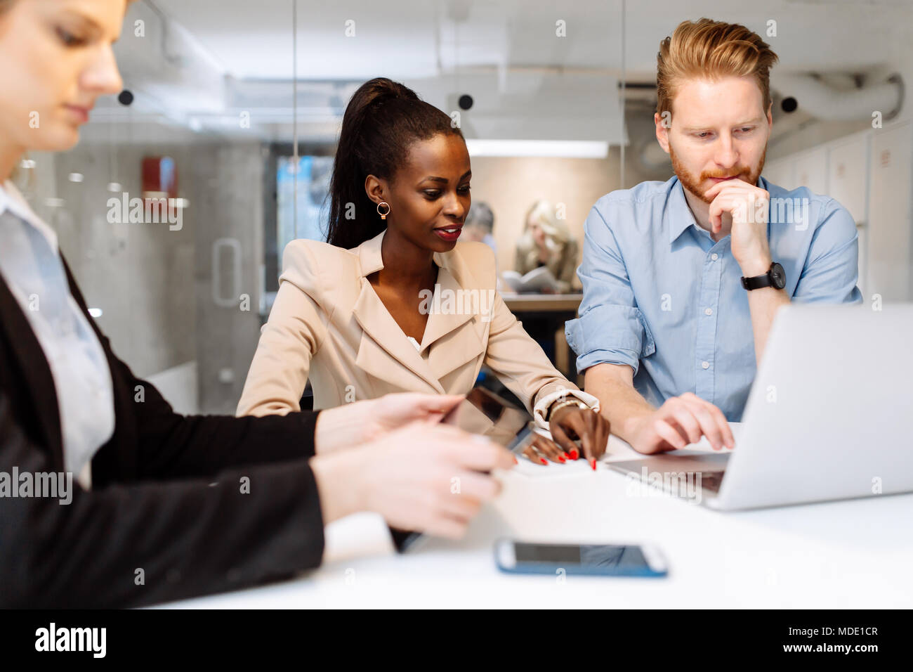 Happy work female colleagues hi-res stock photography and images - Alamy