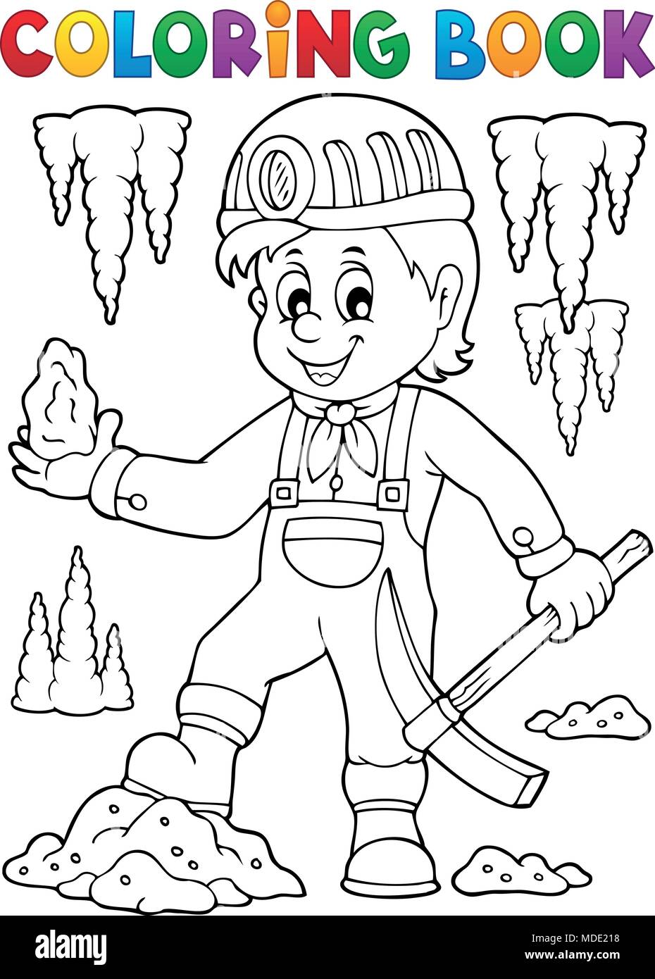 Coloring book miner theme image 1 - eps10 vector illustration Stock ...