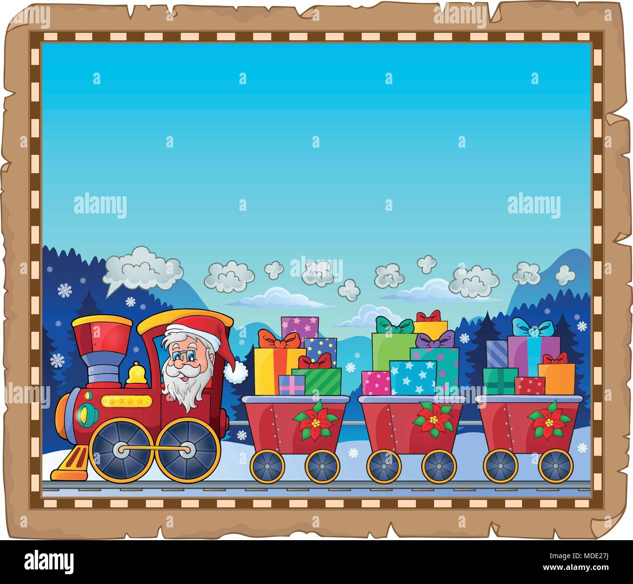 Parchment with Christmas train theme 3 - eps10 vector illustration ...