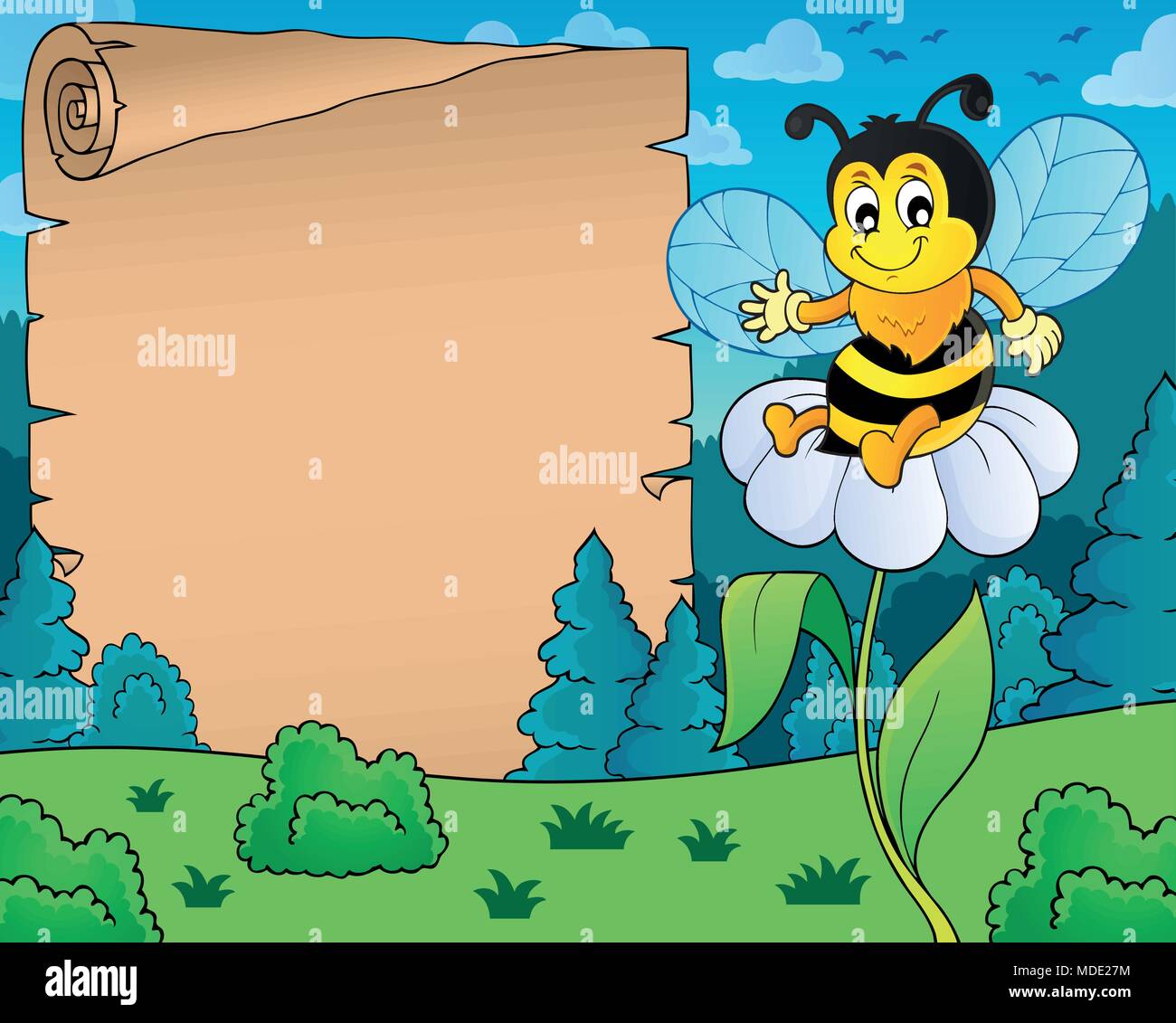 Parchment with happy bee theme 4 - eps10 vector illustration Stock ...