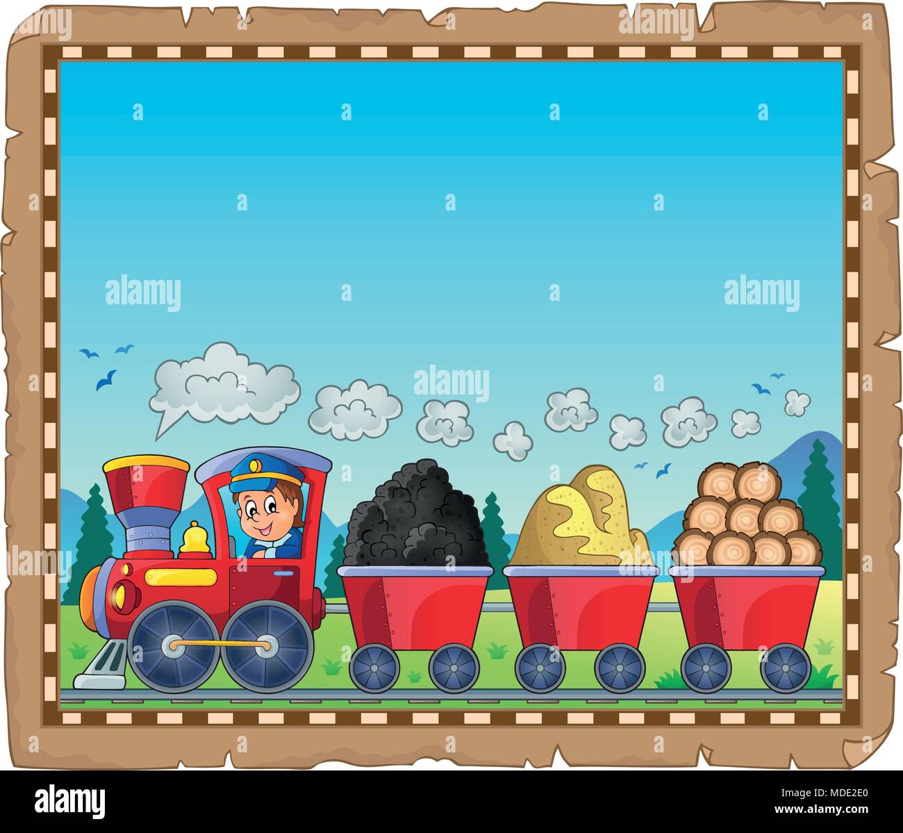 Train with various materials parchment 1 - eps10 vector illustration ...