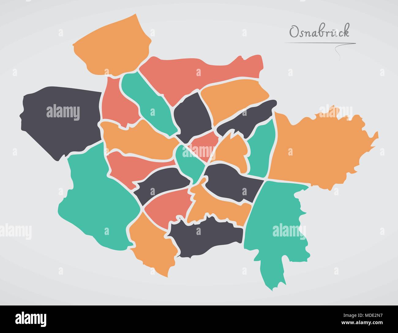Osnabruck Map with boroughs and modern round shapes Stock Vector Image & Art - Alamy
