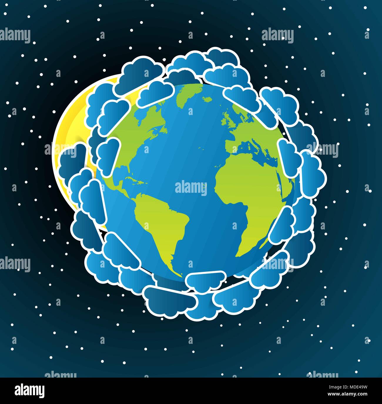 abstract background design with world globe and clouds Stock Vector ...