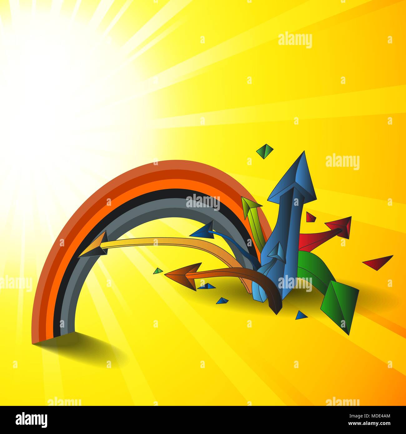 abstract background with colorful arrows, rainbow and sun-rays Stock ...