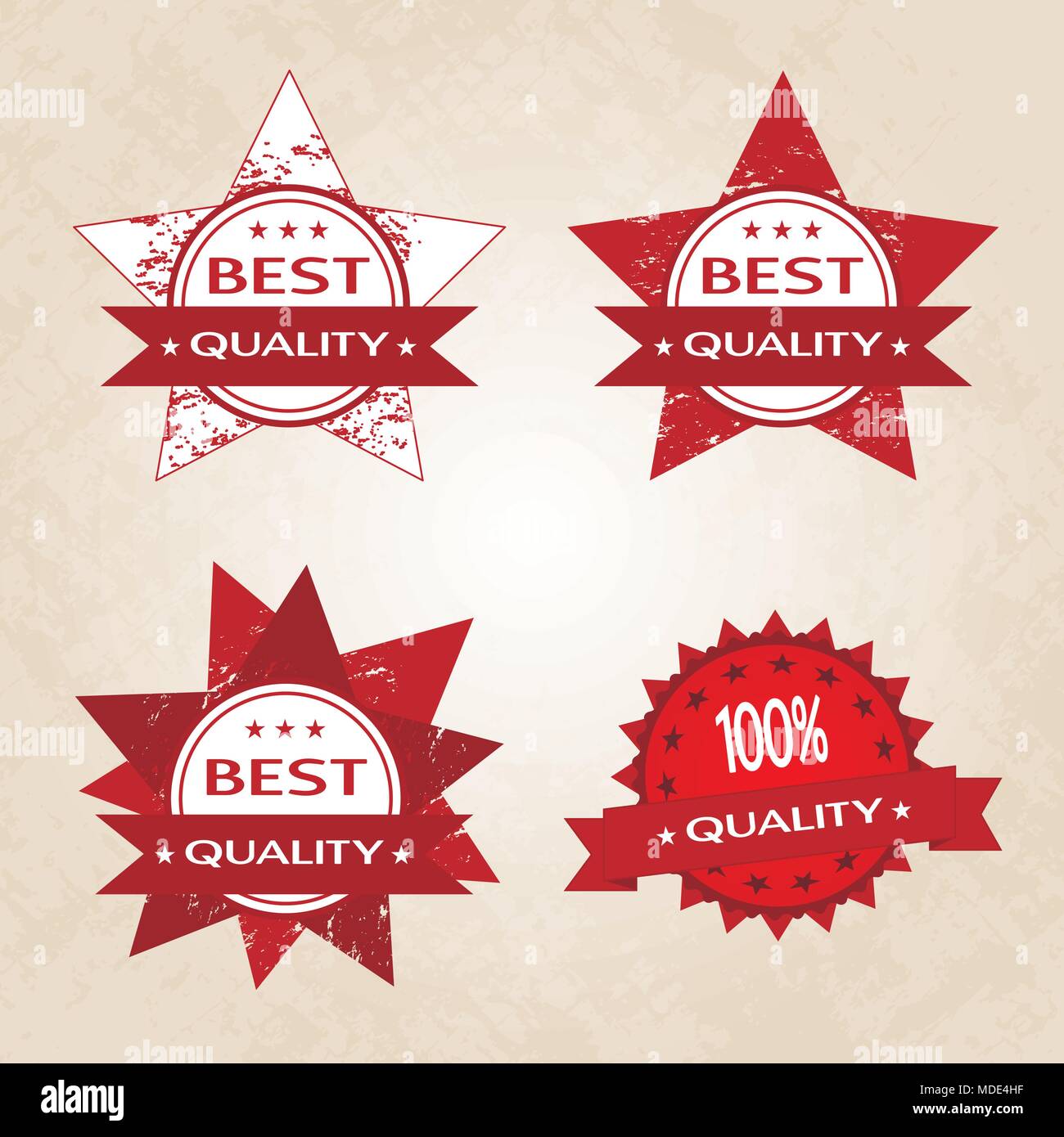 set of red retro style badges, tags with grunge texture Stock Vector ...