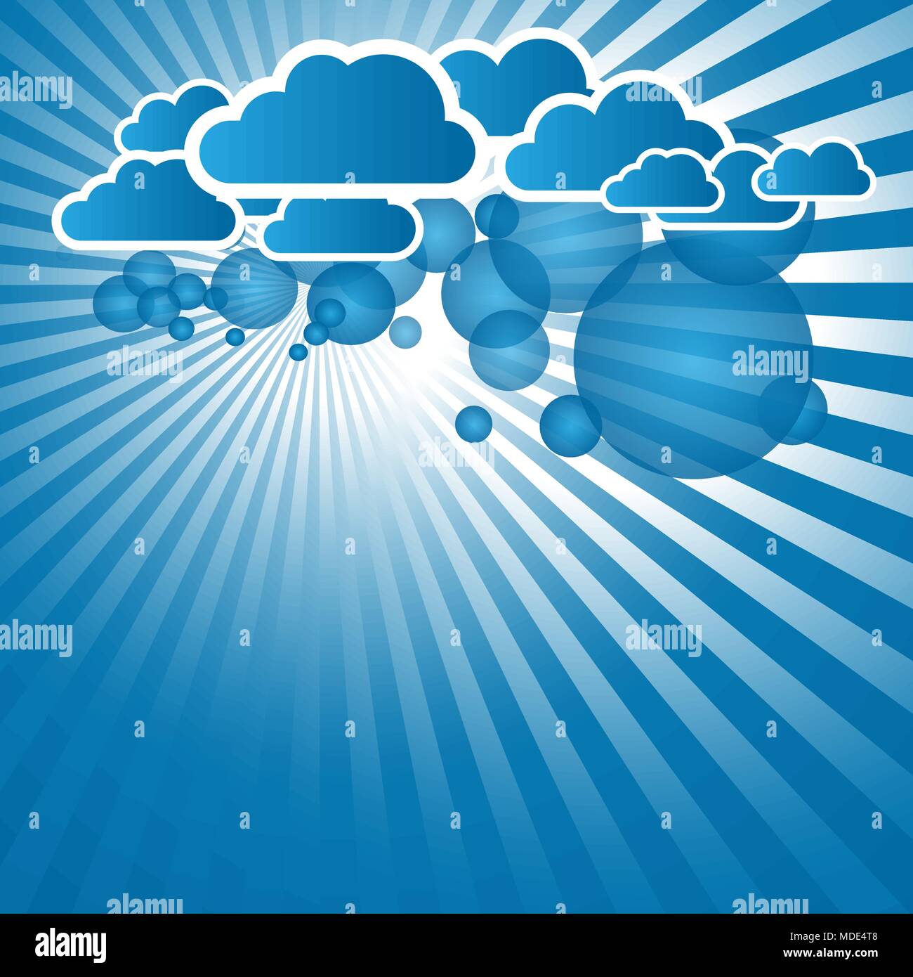 abstract background with blue sun rays and clouds Stock Vector Image ...