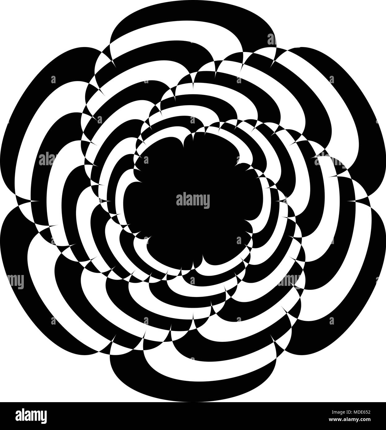 Abstract circular motif, geometric mandala in black and white Stock ...