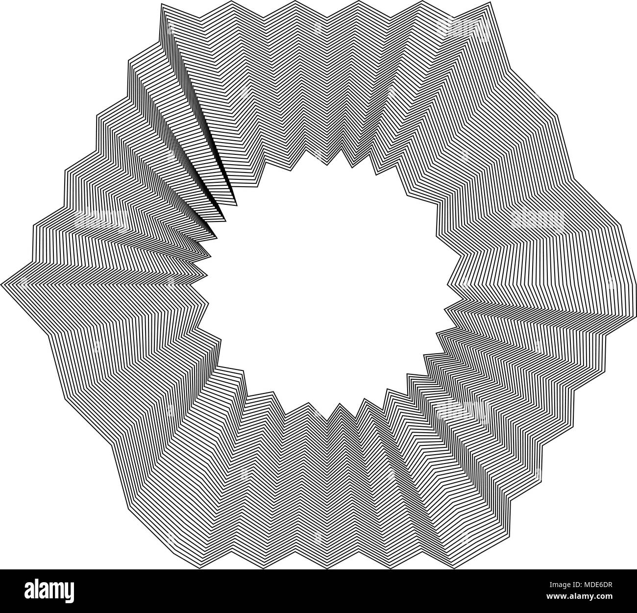 Element with crinkle, creased lines. Abstract monochrome illustration ...