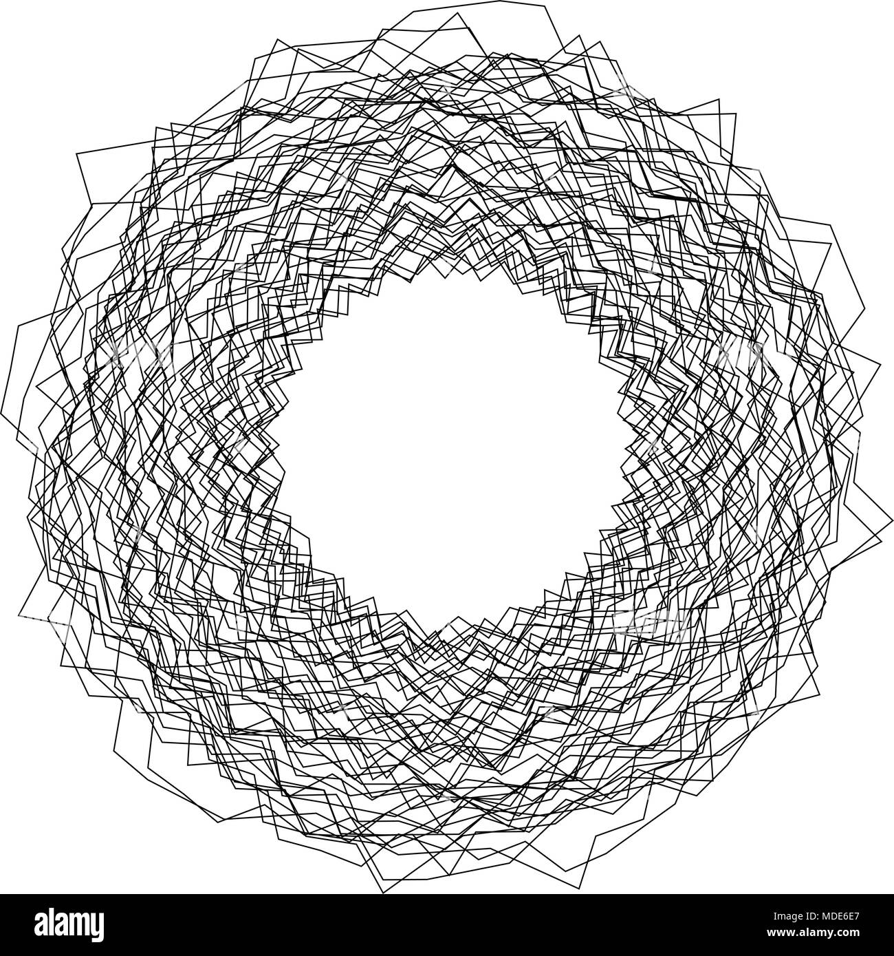 Element with crinkle, creased lines. Abstract monochrome illustration ...