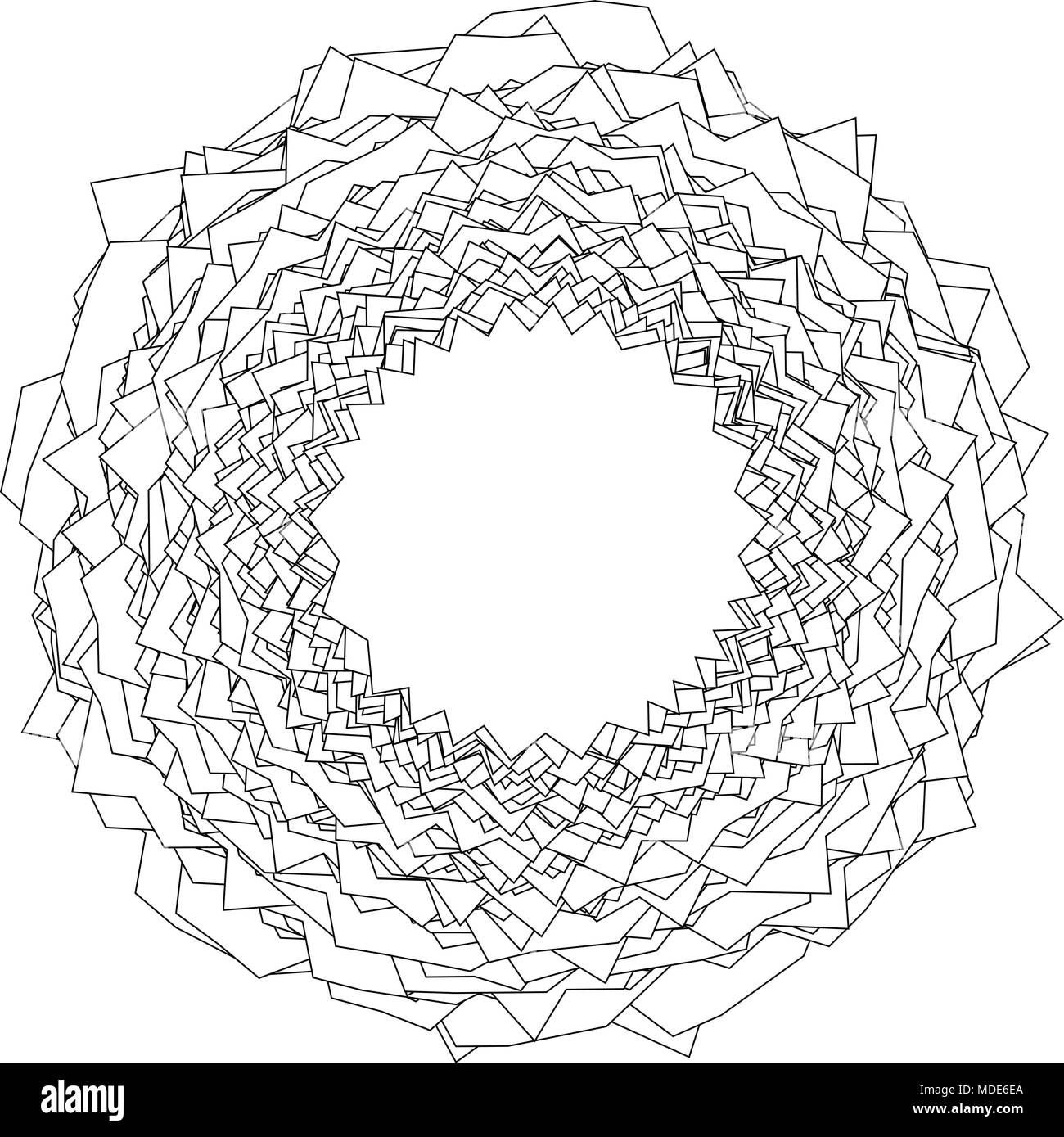 Element with crinkle, creased lines. Abstract monochrome illustration ...
