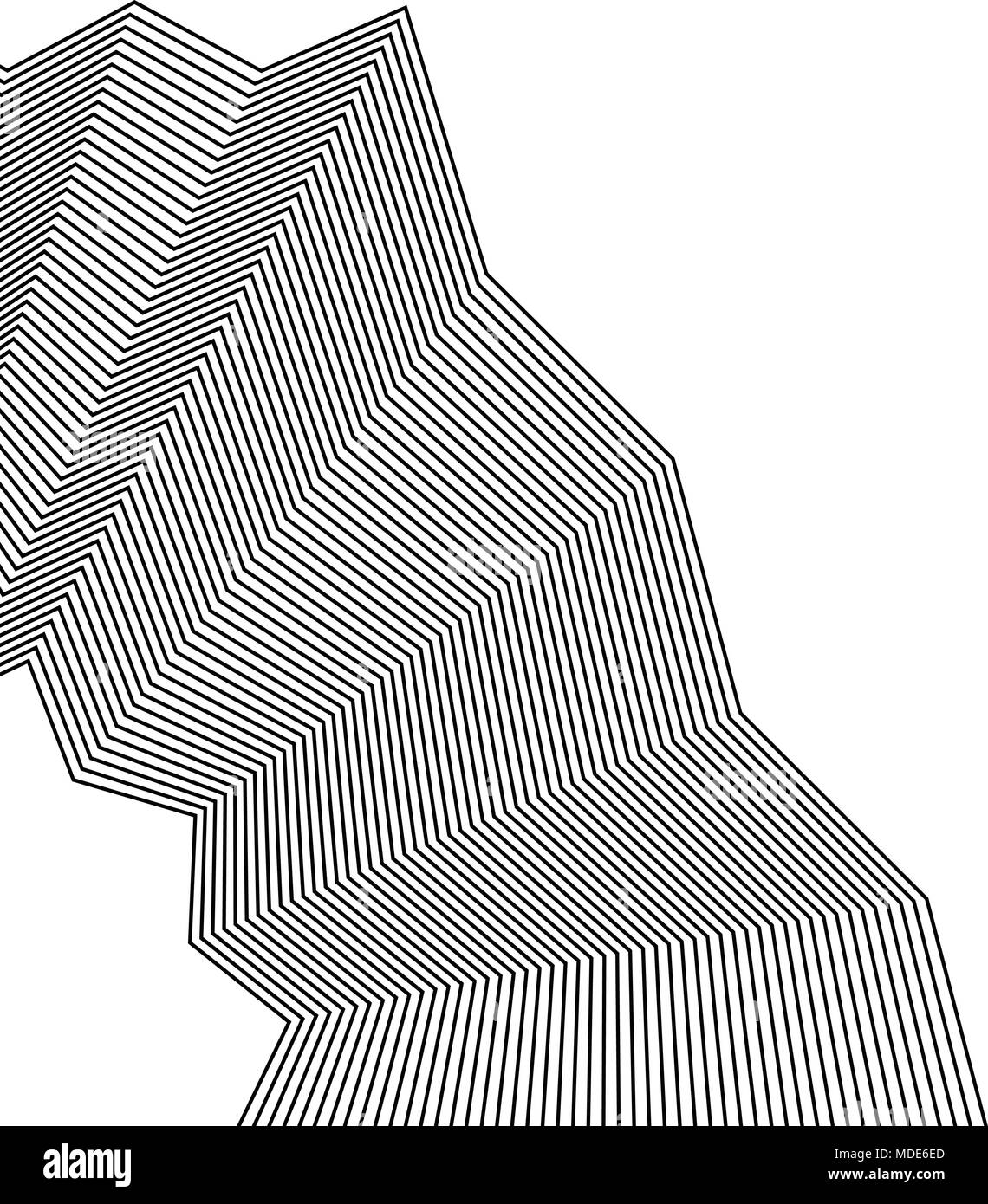 Element with crinkle, creased lines. Abstract monochrome illustration ...