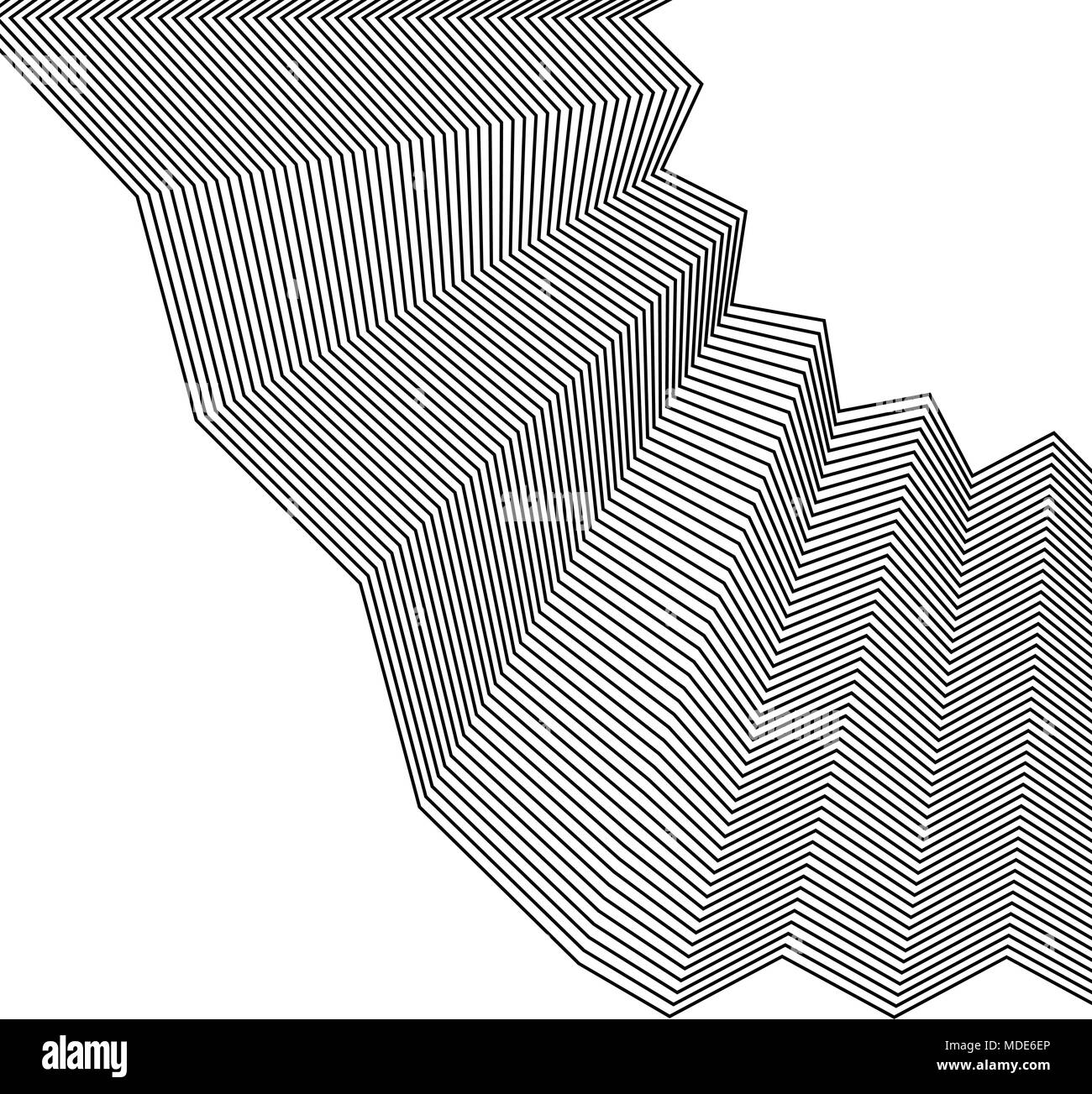 Element with crinkle, creased lines. Abstract monochrome illustration ...