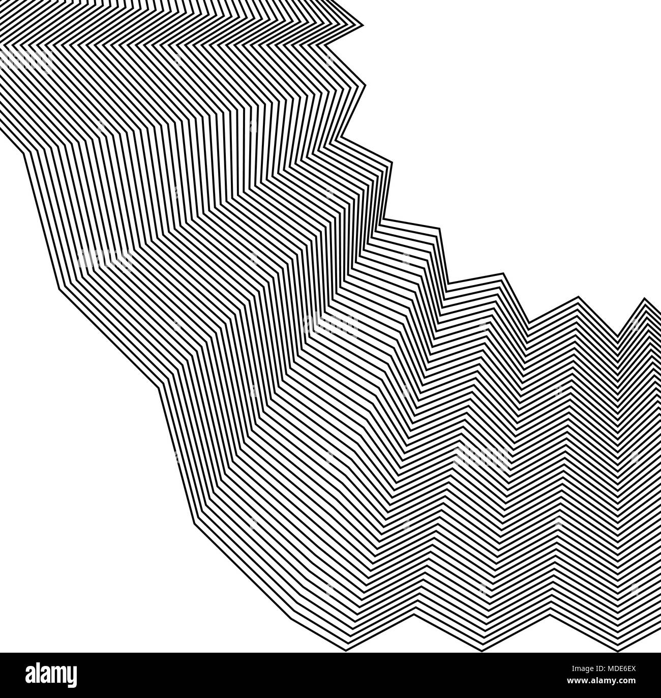 Element with crinkle, creased lines. Abstract monochrome illustration ...