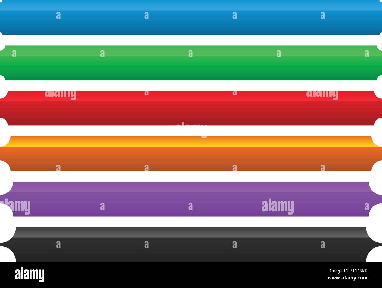 6 color button, banner element with different level of corner effect ...